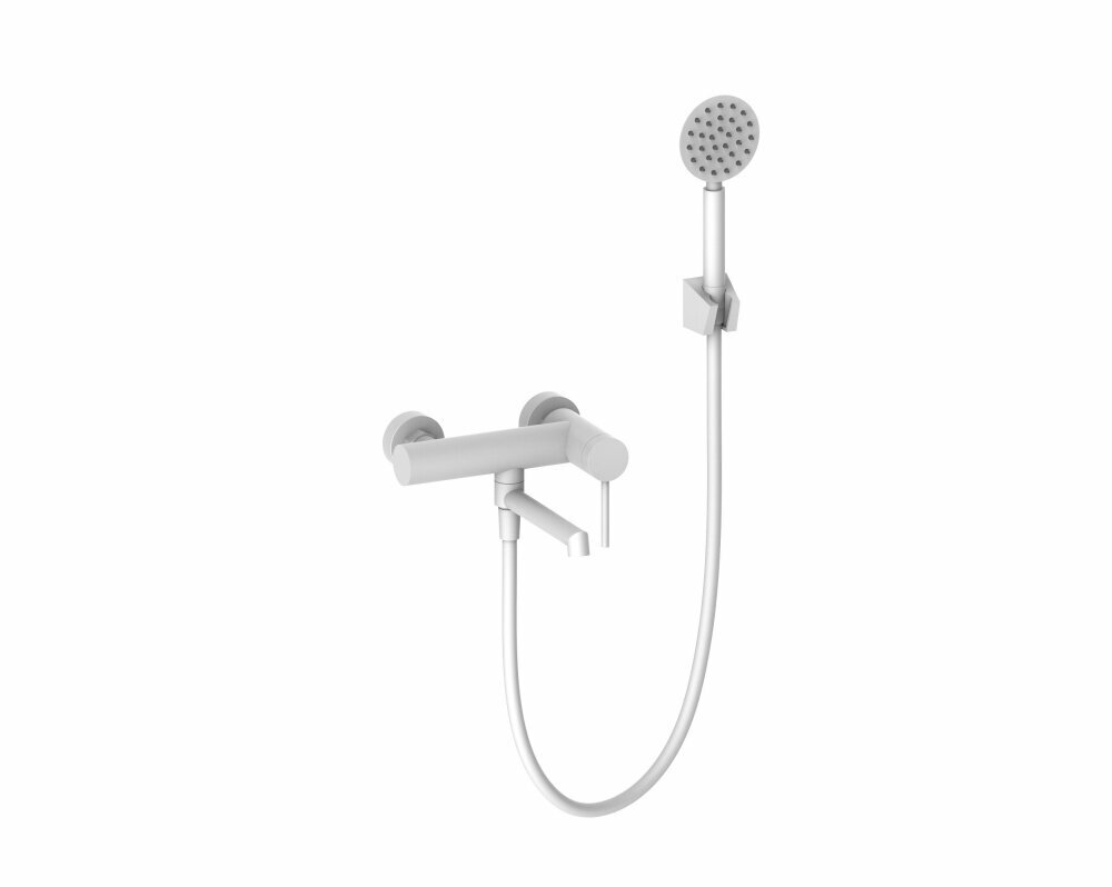 Смеситель для ванной с душем Vieir короткий излив из нержавеющей стали V463531-F белый