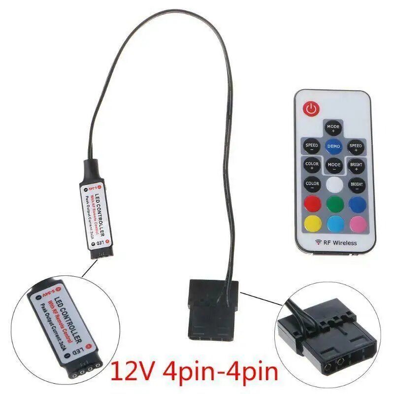 RGB контроллер 12V 4pin-4pin с пультом molex