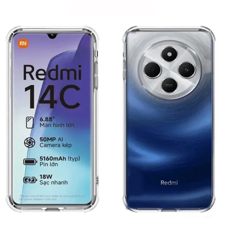 Противоударный прозрачный чехол с защитой камеры для Xiaomi Redmi 14C Xiaomi Poco C75 4G(2024) (Сяоми Редми 14С/ Поко С75 4G(2024)