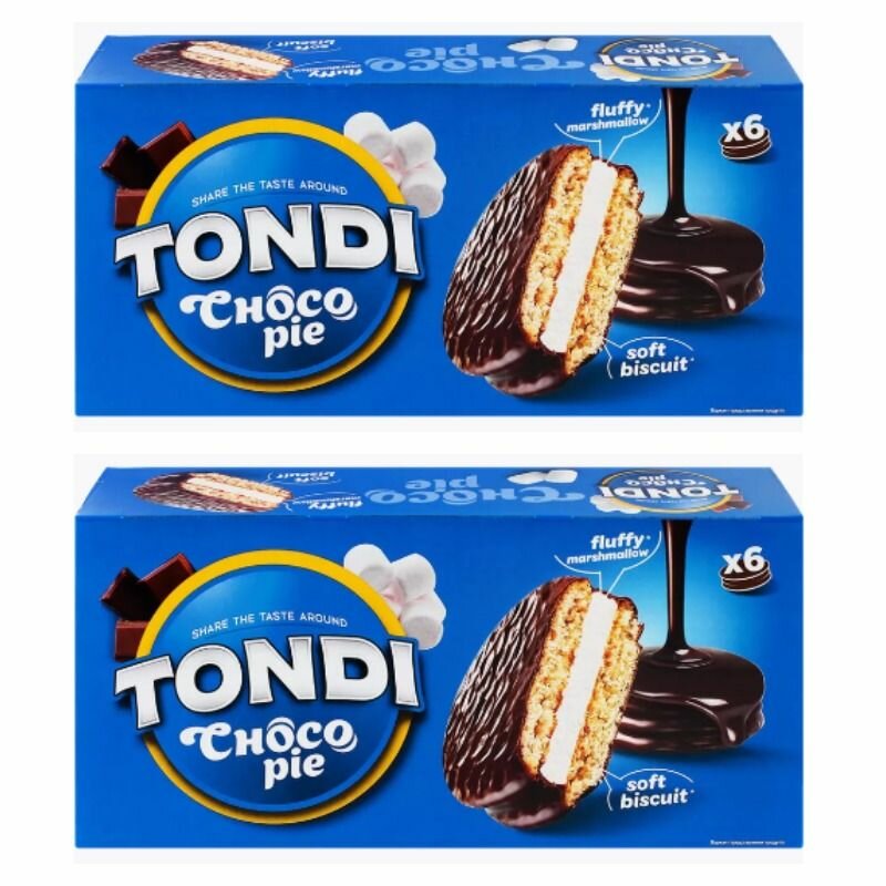Tondi Печенье Choco Pie, с ванилью, глазированное, 180 гр, 2 уп.