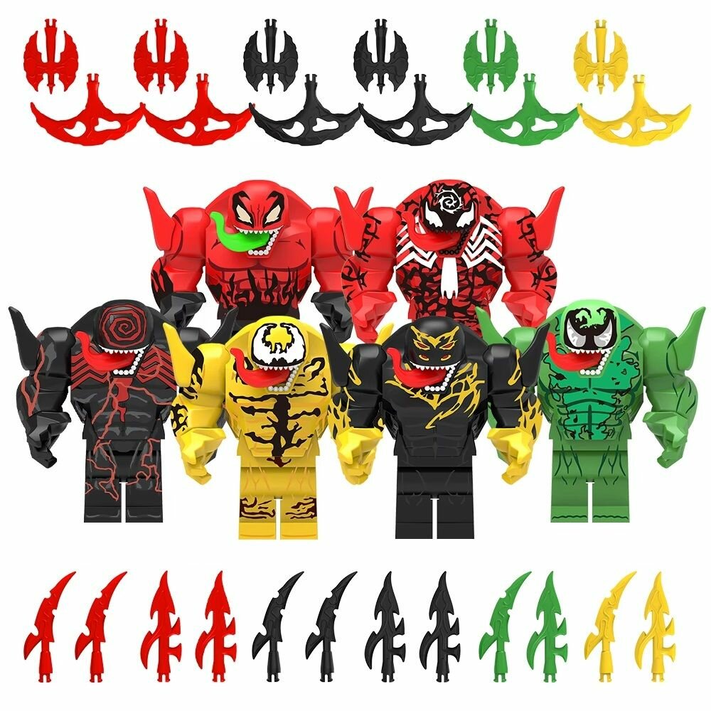 Набор минифигурок Супергерои Марвел Симбиоты 6 шт / Веном Карнаж / Фигурки игрушки совместимы с конструктором