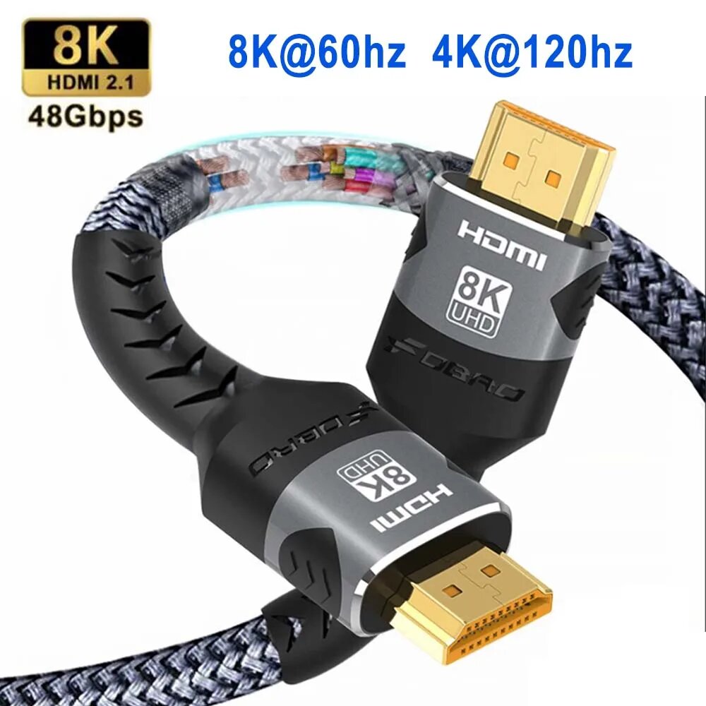 HDMI 2.1 кабель 8K 48 Гбит/с, 1M, 8K Hdmi Cable — фото 1