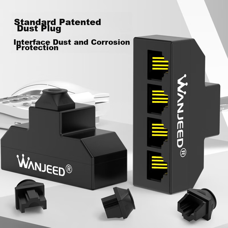 OFNPFTTH Telephone Splitter, One to Four RJ11 Voice Telephone Straight-Through Head/branch/distributor/extension, 1 to 4 Telephone Line Adapter, 1 Piece 1-11731
