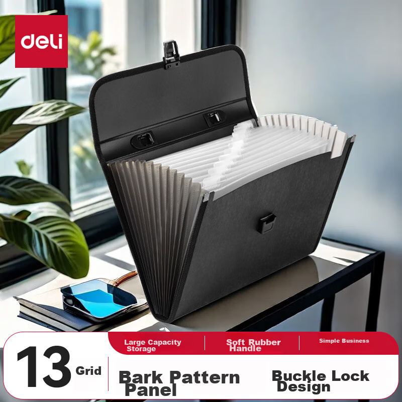 [Супер Популярный] Deli 13-карманный A4 портативный файл папка / аккордеон файл / документ организатор, многослойный