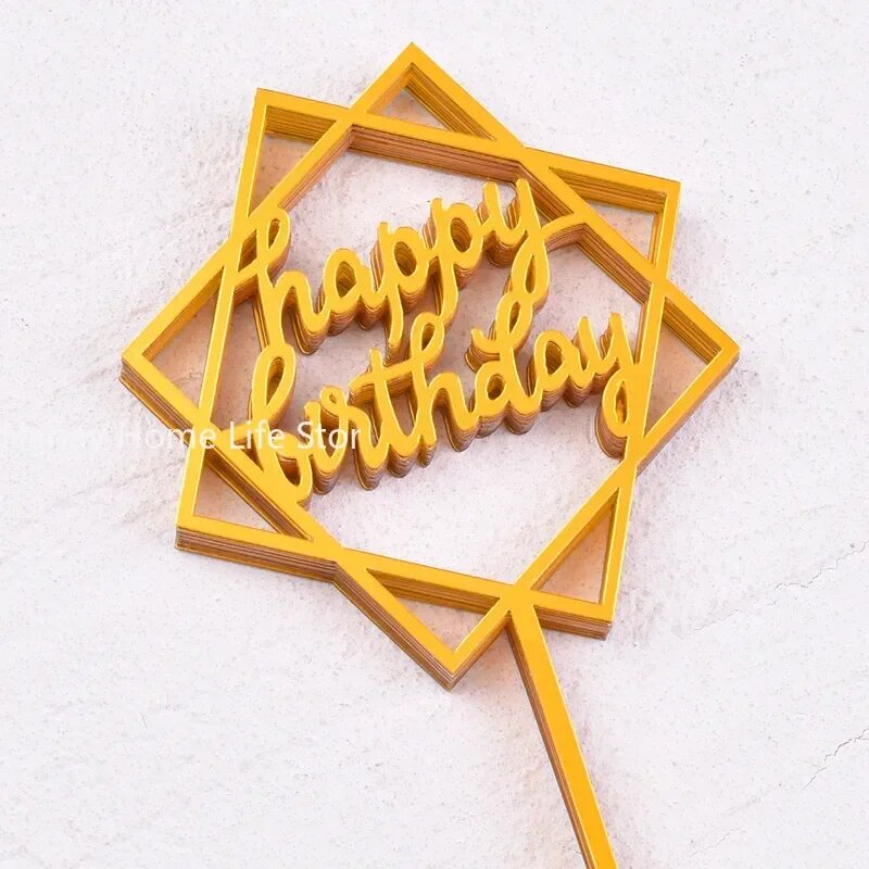 10 шт. Ins золотой топпер для торта с днем рождения, черный акриловый топпер для торта на день рождения, украшение для детского душа, десерта