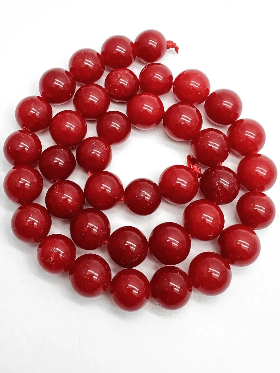 1125 Агат природные камни для рукоделия алый 10мм 1 нить NEW