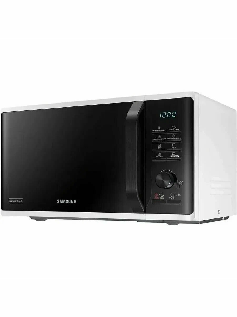 Микроволновая печь Samsung MG23K3515AW/BW, 800Вт, 23л, белый /черный