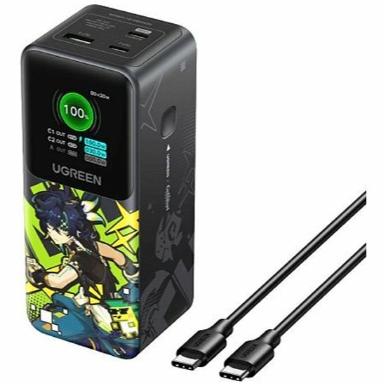Внешний аккумулятор Ugreen 20000mAh, 130Вт, Genshin Impact, черный
