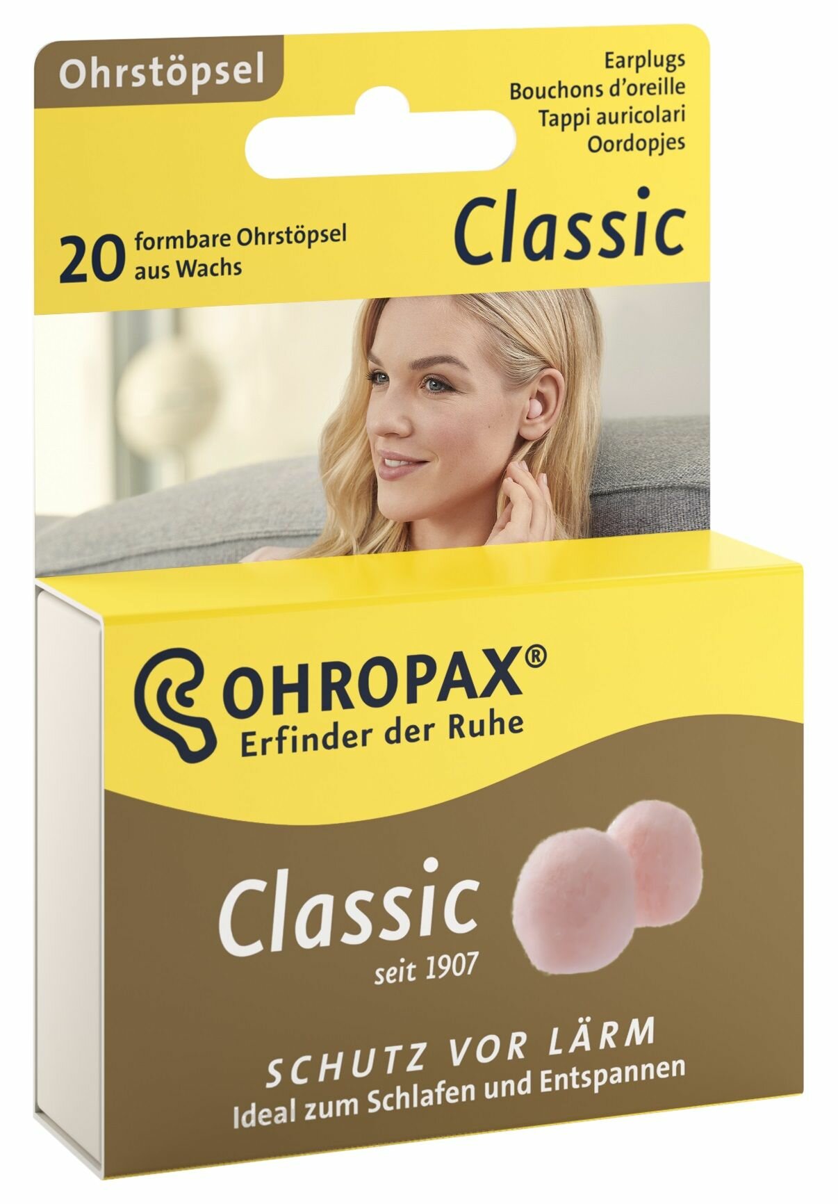 Беруши OHROPAX "Classic", восковые, шумоподавление 22 дБ, 20шт