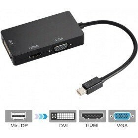 Orient переходник Кабель - адаптер C310, Mini DisplayPort M - > HDMI DVI - I VGA, длина 0.2 метра, черный 30408