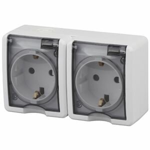 Розетка 2-ая с/з IP54 16АХ-250В, ОУ белый ЭРА Эксперт 11-2403-01