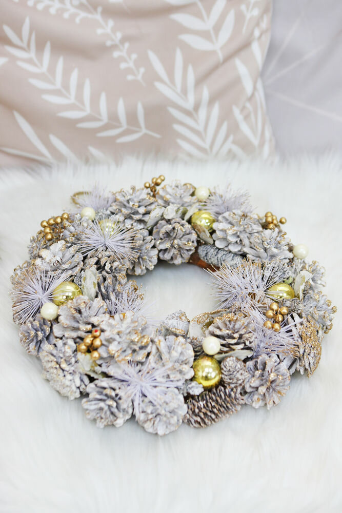 Венок-подсвечник из шишек праздничная нежность, 34 см, Edelman 1180524-2