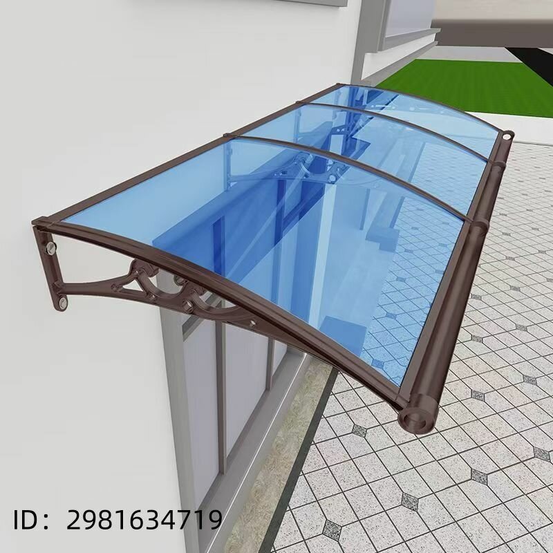 Навес для крыльца, 60*300 см, подходит для дверей/окон, черный кронштейн, коричневая поликарбонатная доска