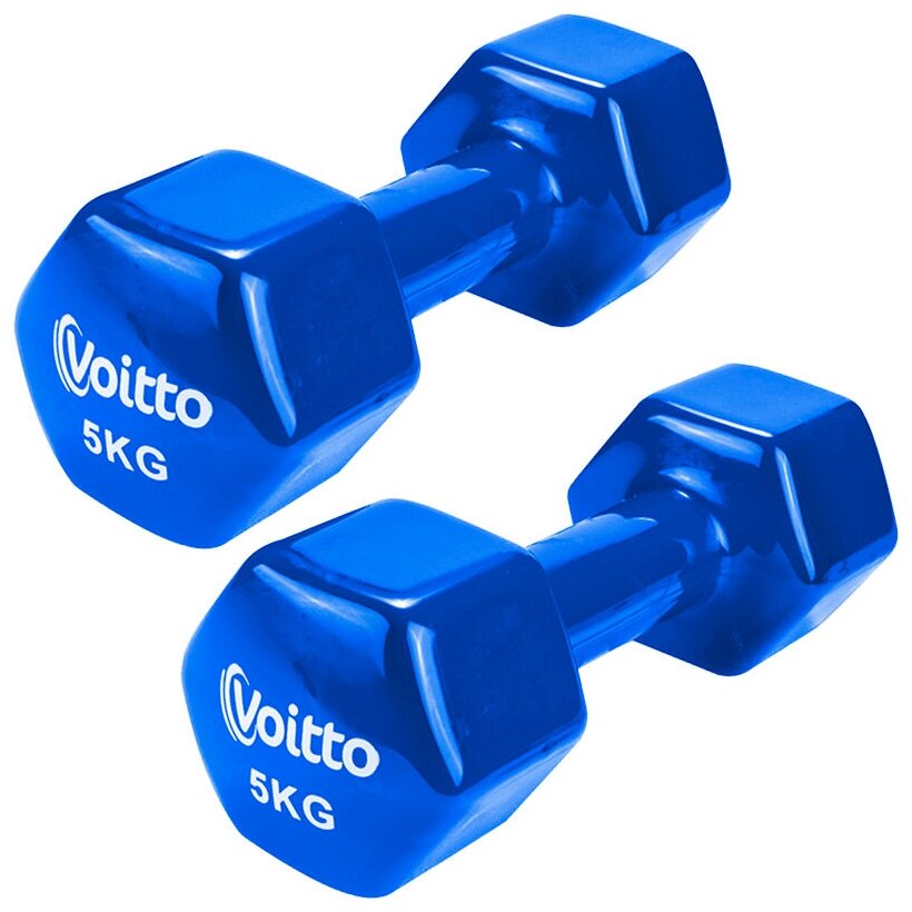 Набор виниловых шестигранных гантелей для фитнеса Voitto 5 кг (2шт)