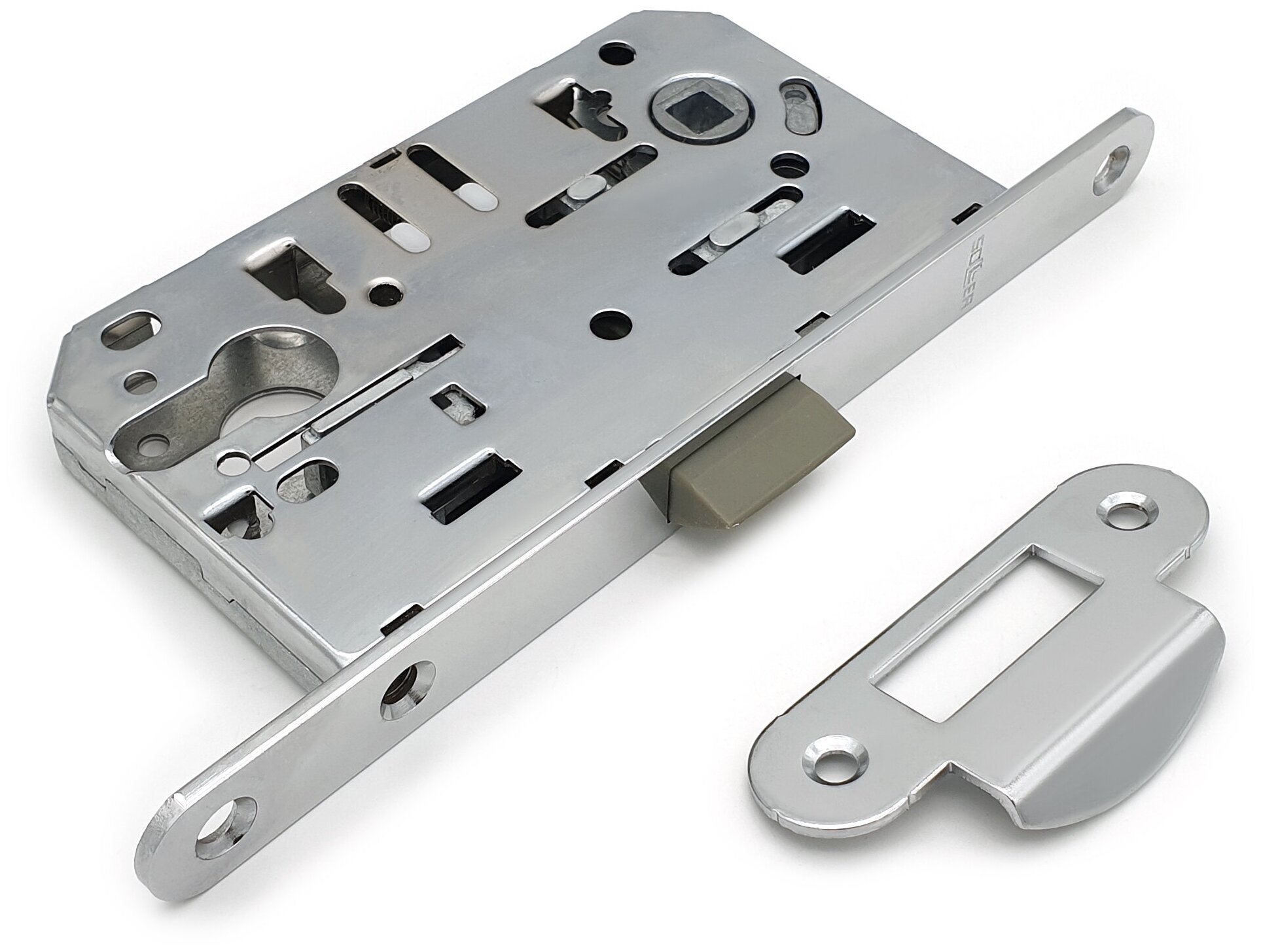 Замок врезной бесшумный под ключ SOLLER 600ЕТ-СР хром, для деревянных дверей