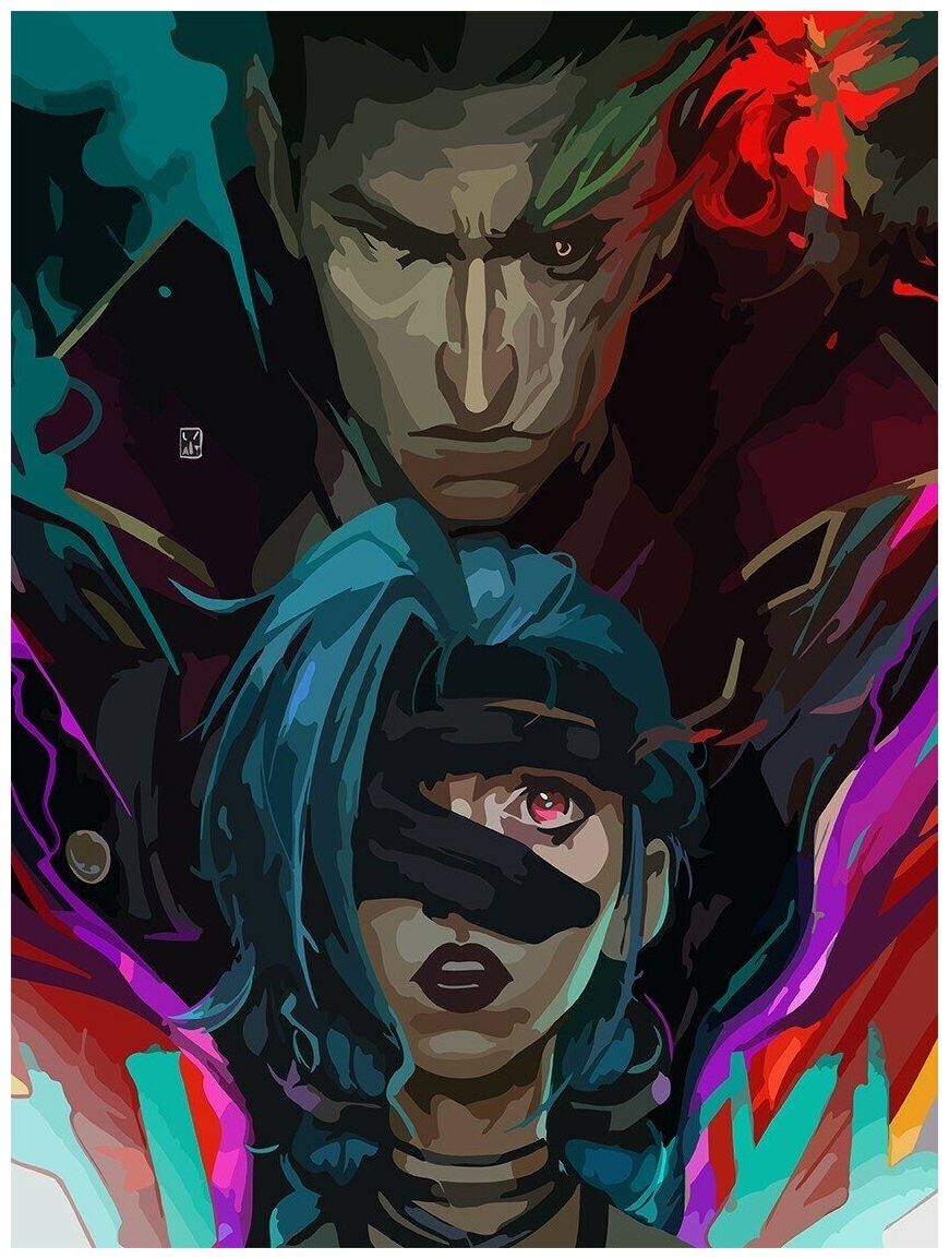 Картина по номерам на холсте мульфильм Arcane (Вай, Паудэр, Джинкс, LOL, Лига Легенд) - 8090 В 30x40