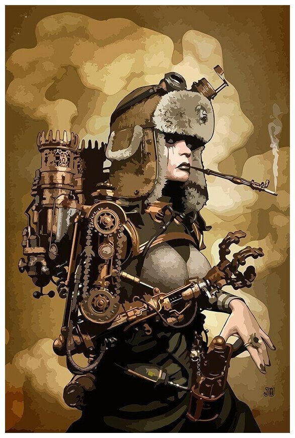 Картина по номерам на холсте Девушка в стиле стимпанк - 8554 В 60x40