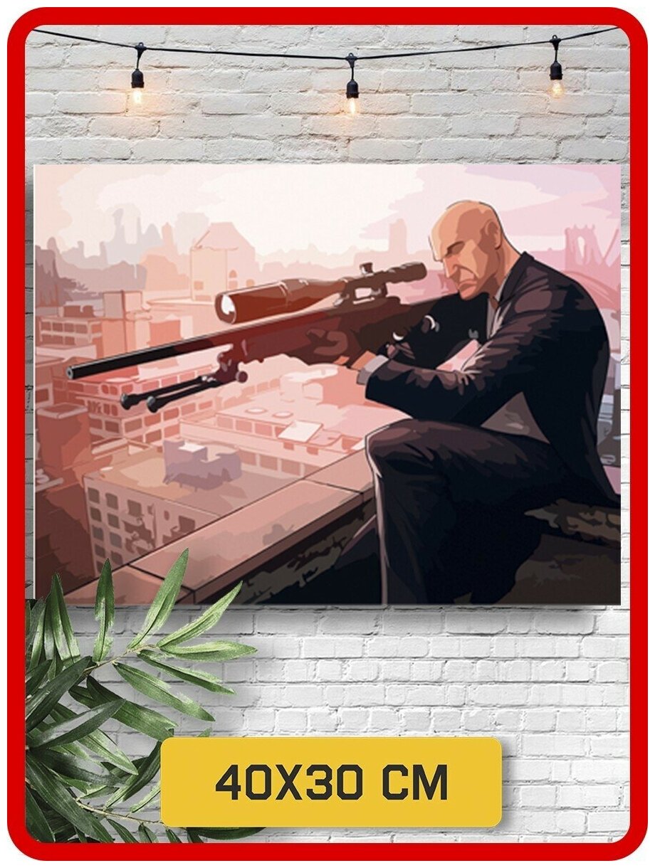 Картина по номерам на холсте игра Hitman (Агент 47) - 8626 Г 30x40