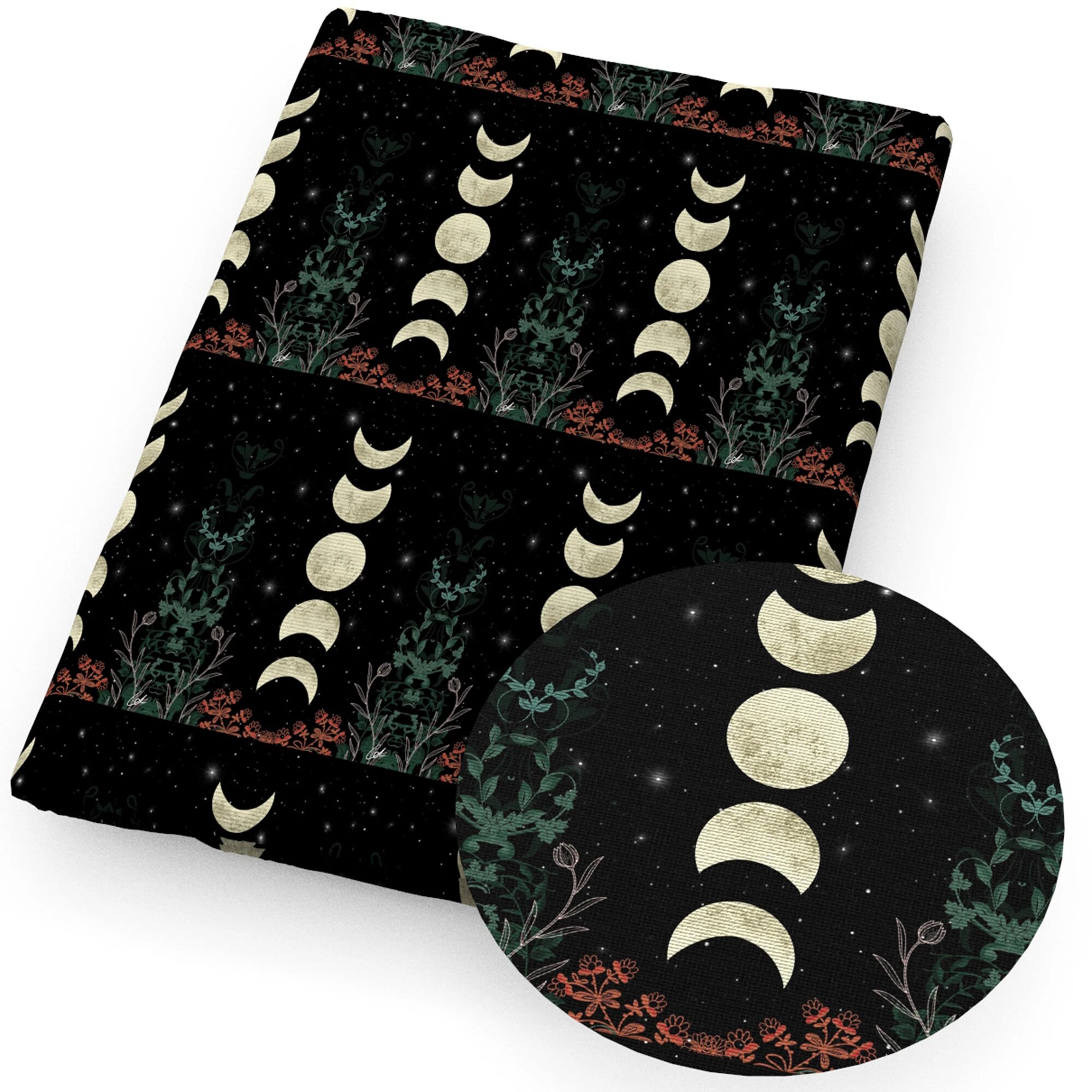 Черная грибная ткань полиэстер хлопок 50*145 см для шитья