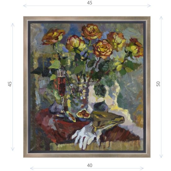 Картина Декор Депо Ксении Черномор Натюрморт с белыми перчатками Матовый холст в раме 50х45 см