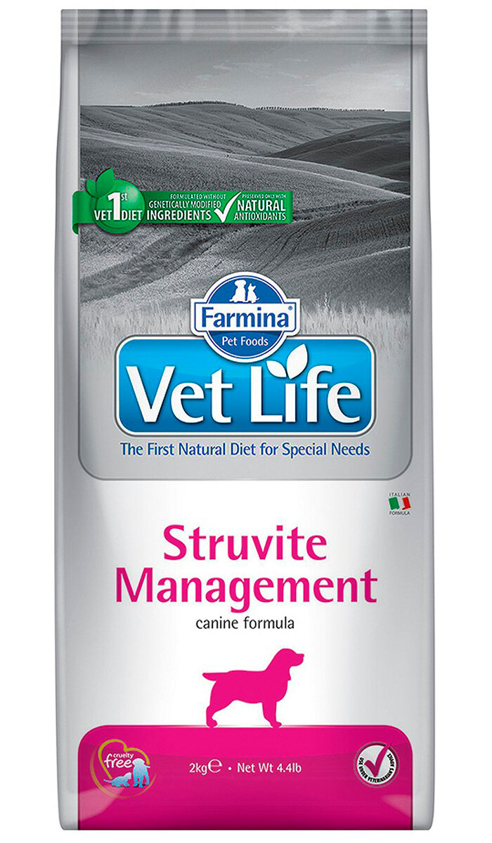 FARMINA VET LIFE CANIN STRUVITE MANAGEMENT для взрослых собак при мочекаменной болезни струвиты (2 кг х 4 шт)