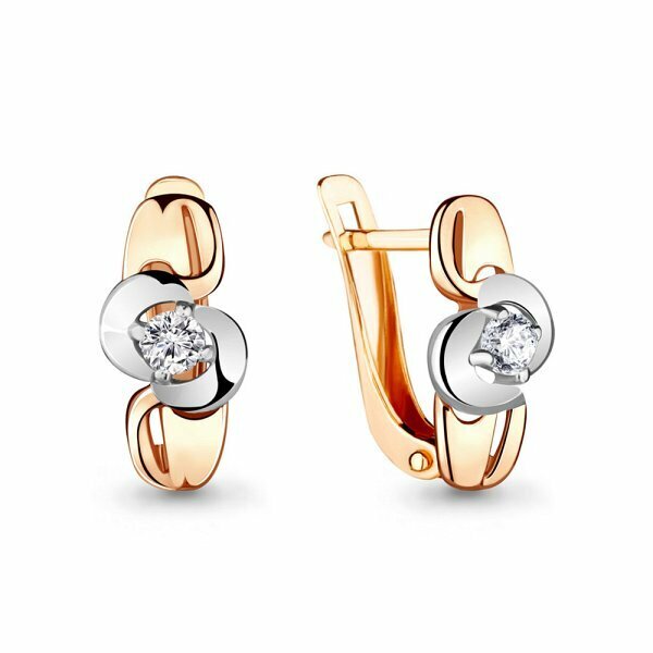 Серьги, красное золото, 375 проба, фианит
