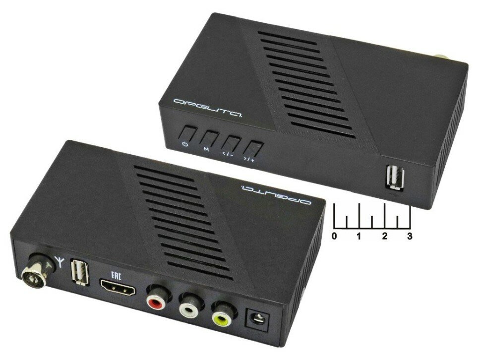 Ресивер цифровой телевизионный DVB-T2C Орбита OT-DVB33 + медиаплеер (шнур 3RCA-3RCA)