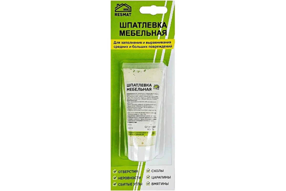 Resmat , Шпатлевка мебельная, цвет слоновая кость, 55гр. (блистер) арт. 2426