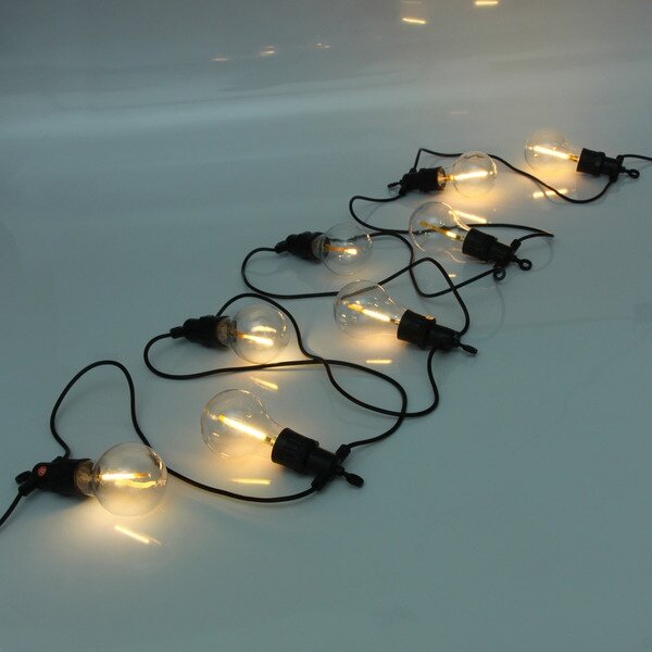 Уличная гирлянда КНР "Нить", Бегущие огни, 5 м, 10 LED 9х7 см, авторежим-водопад, теплый белый свет, возможность соединения