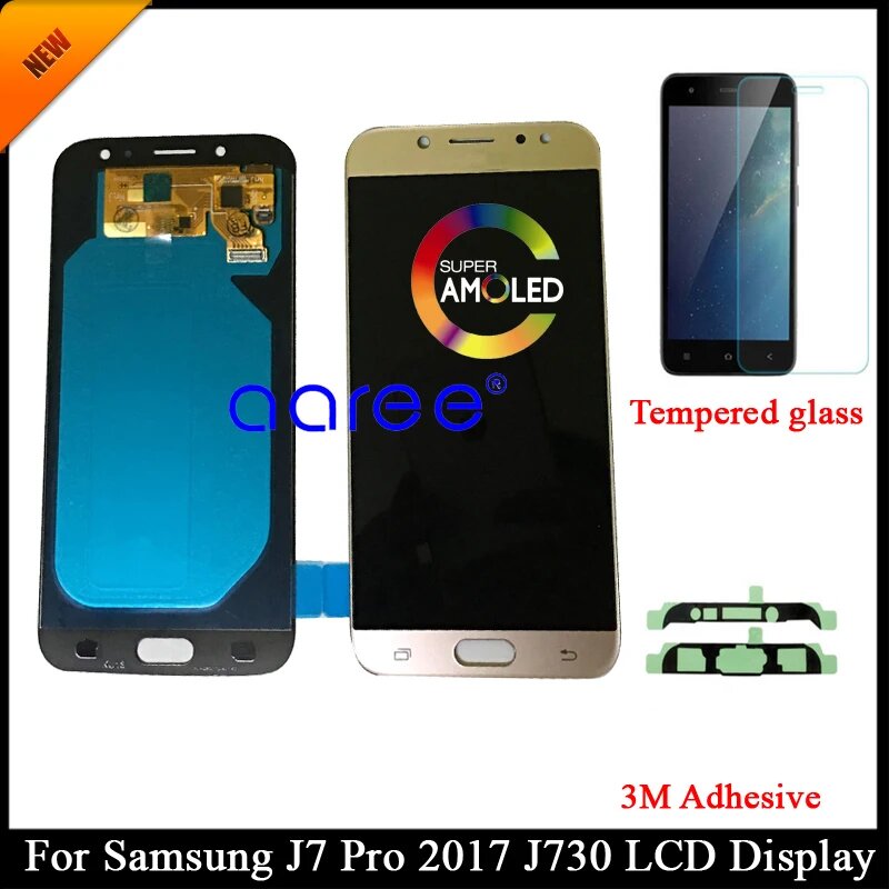 Протестированный AMOLED для Samsung J7 Pro 2017 J730 ЖК-дисплей для Samsung J7 2017 J730F ЖК-экран с сенсорным дигитайзером в сборе + клей