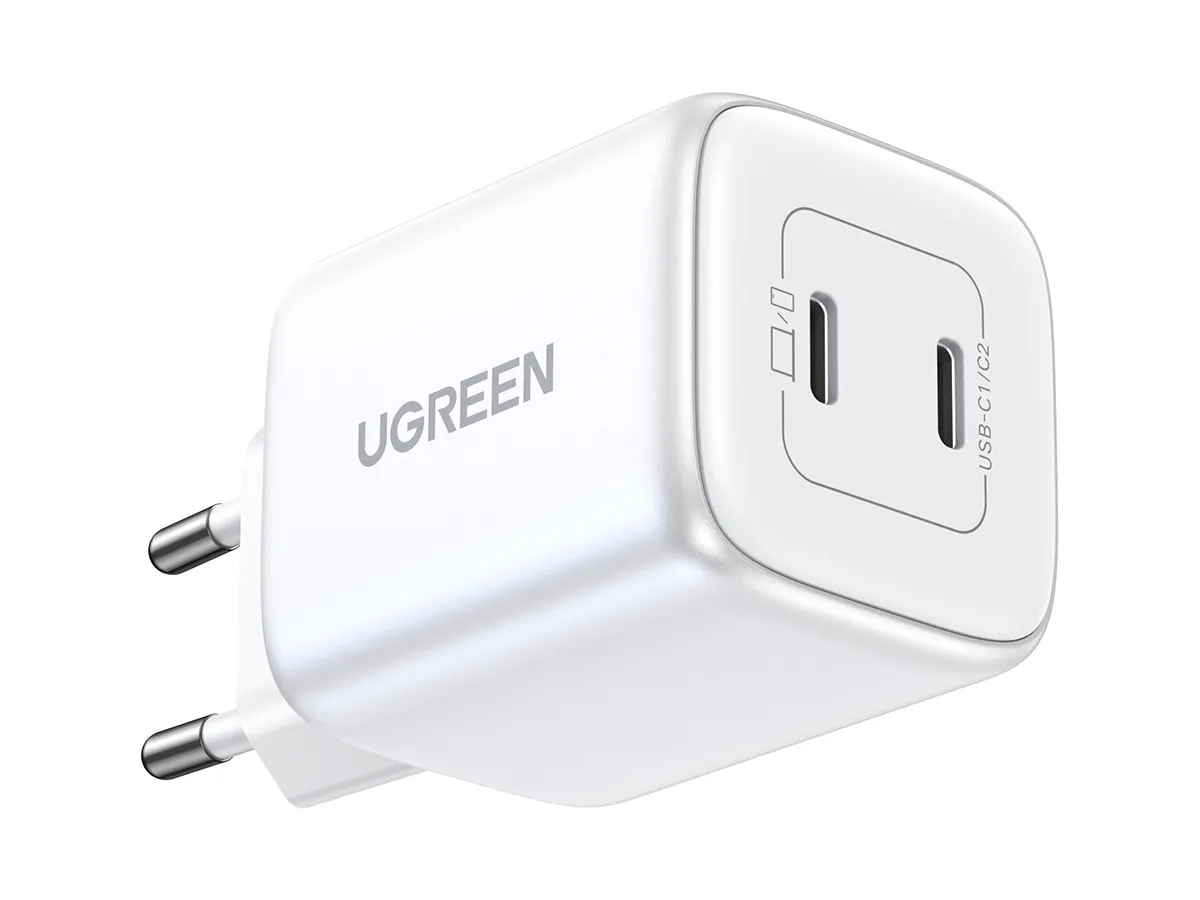 Сетевое зарядное устройство Ugreen CD 294 USB-C+USB-C PD GaN Fast Charger 45W, цвет белый (15327)