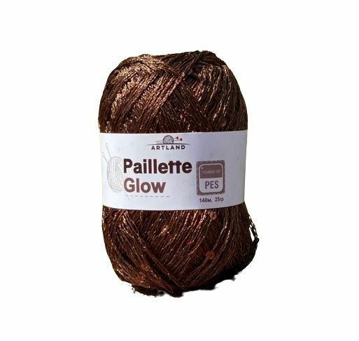 Пряжа Artland Paillette Glow Добавочная нить с пайетками 32 темно-коричневый (25г/140м, упаковка 10 мотков)