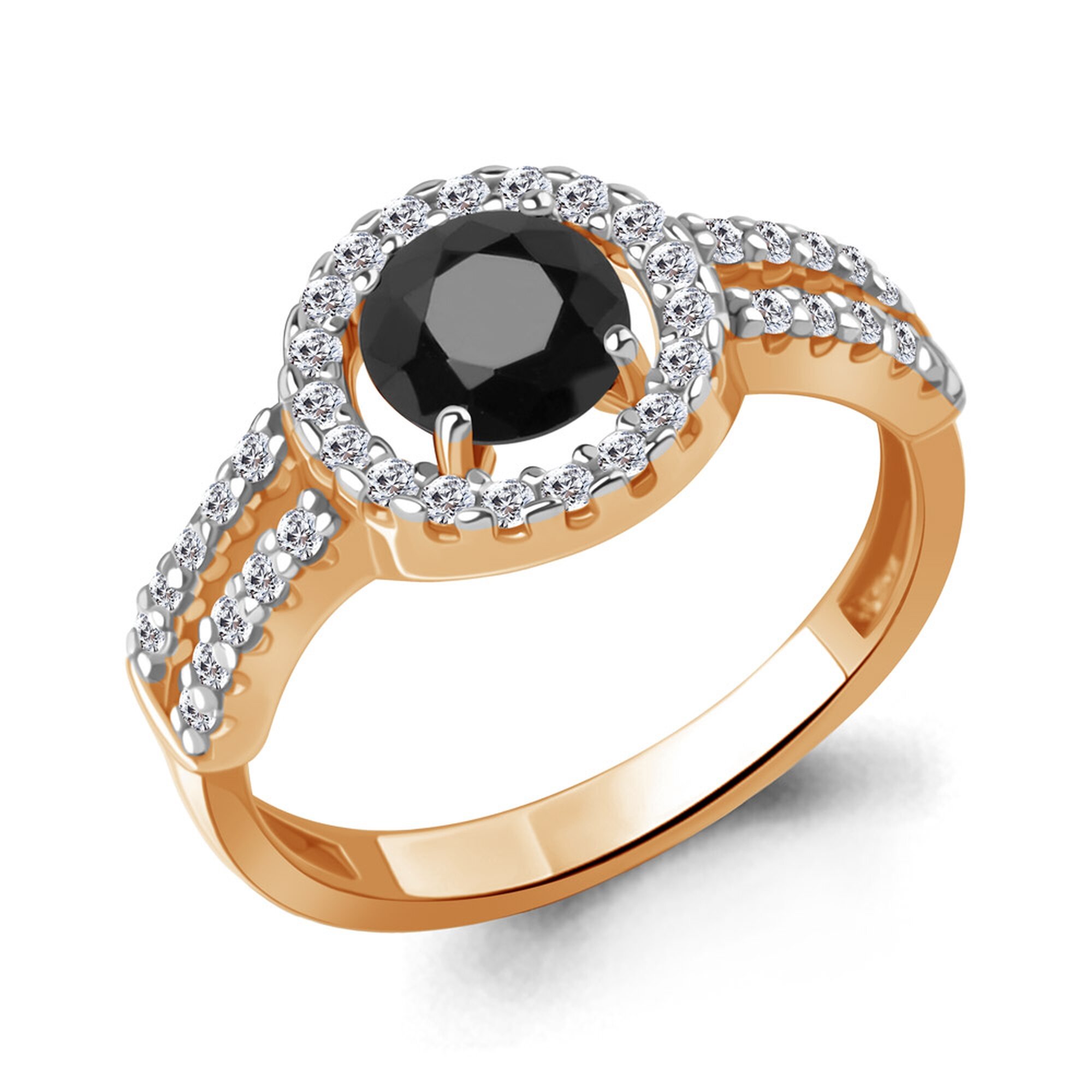 Кольцо, красное золото, 585 проба, кристалл, фианит