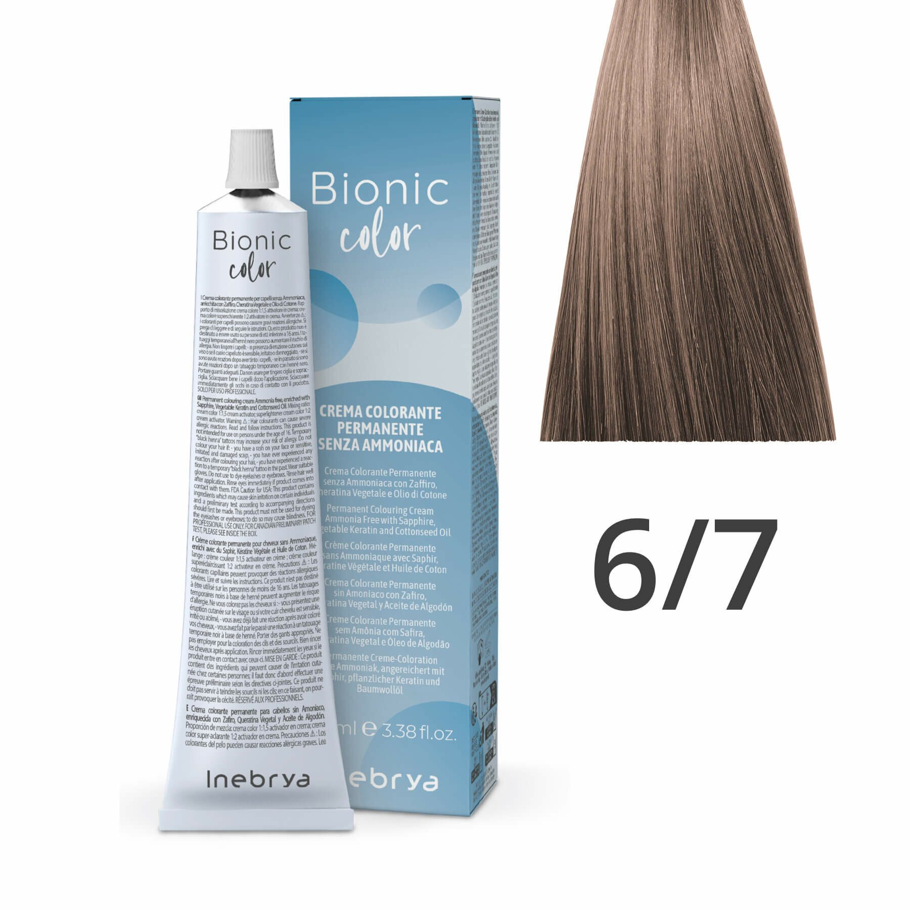 Краска для волос профессиональная без аммиака Inebrya Bionic Color 6/7 Тёмный русый Коричневый 100 мл