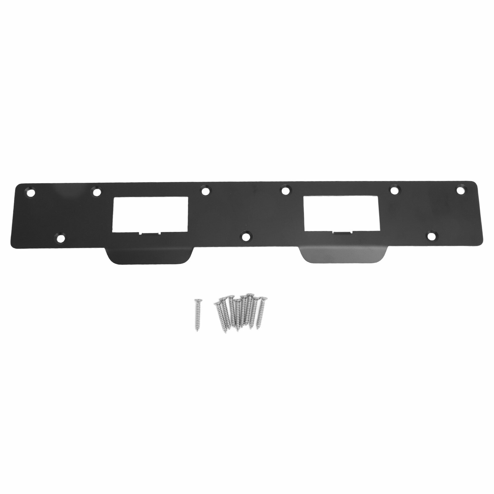 Дверная ответная планка из стали с двумя отверстиями, усиленная, для межцентрового расстояния от 5-1/2 до 6 дюймов, черная, простая установка