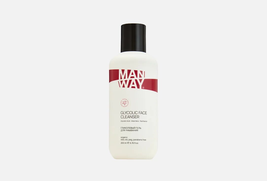 Гель для умывания MAN WAY Glycolic, 200мл, органический, натуральный