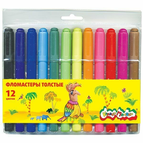 Фломастеры Каляка-Маляка Толстые, 12 цветов (ФТКМ12)