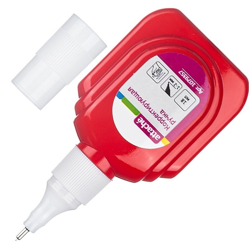 Корректирующая ручка Attache 18 мл, с пластиковым наконечником, красная (1079357)