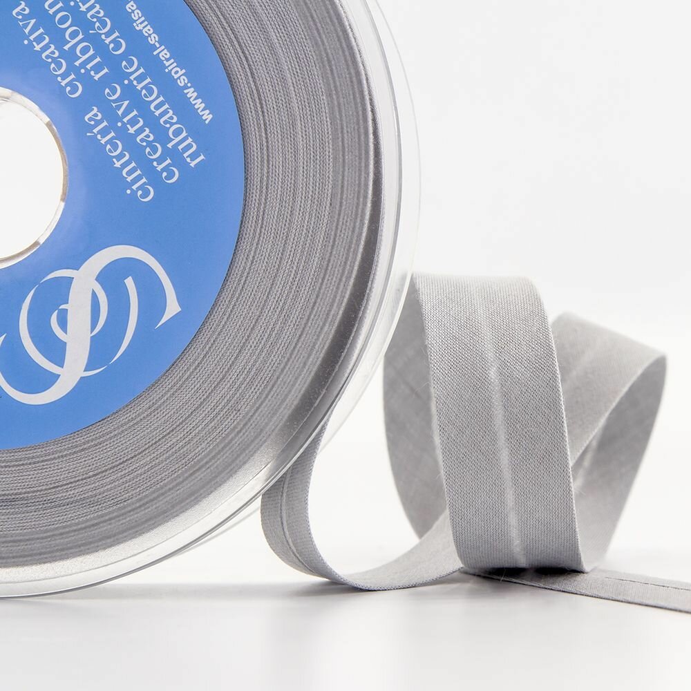 Косая бейка SAFISA Хлопок, полиэстер, 20 мм, 25 м, цвет 87, Жемчужный светло-серый