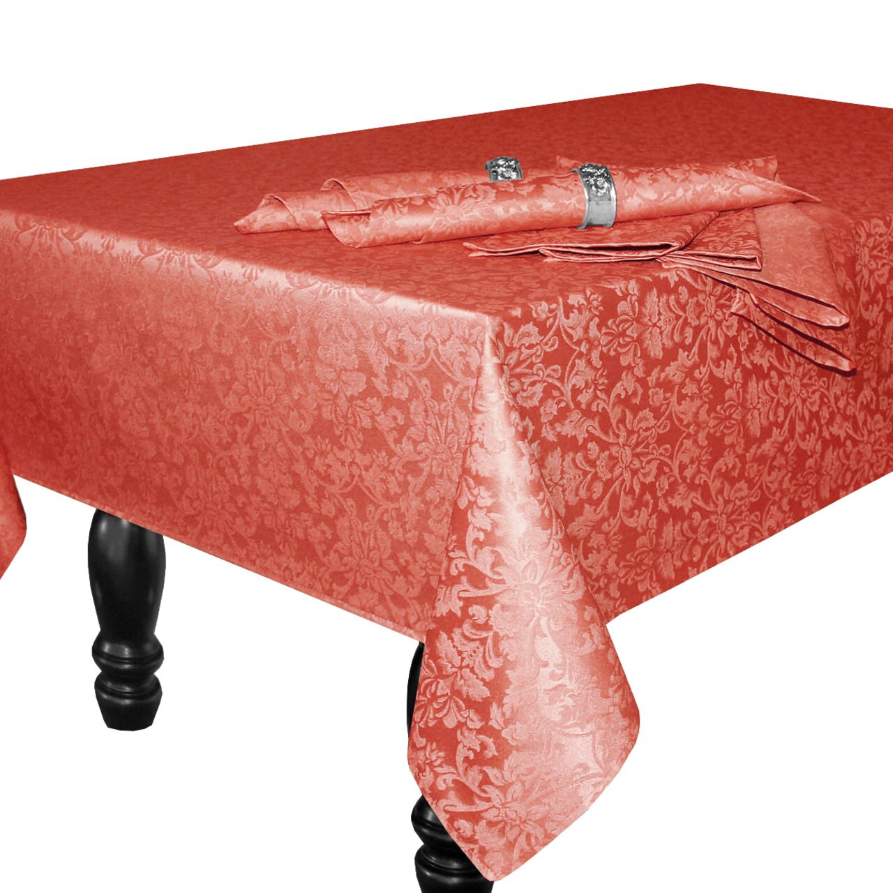 Скатерть кораллового цвета 110x150 из 88% полиэстера и 12% хлопка с тефлоновым покрытием