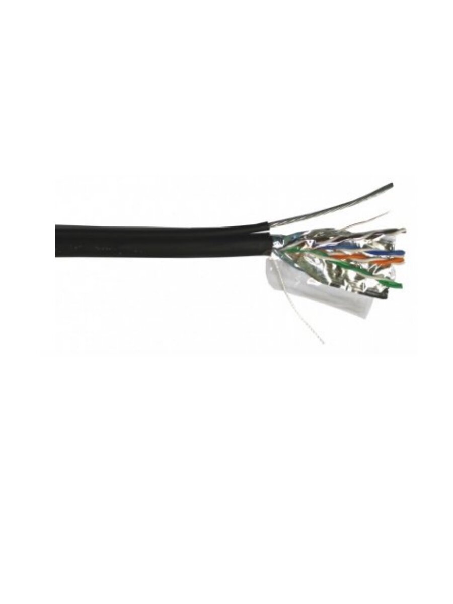 Кабель витая пара F/UTP 5e кат. 4 пары TWT TWT-5EFTP-OUT 24AWG(0.51 мм), медь, (solid), PE, чёрный