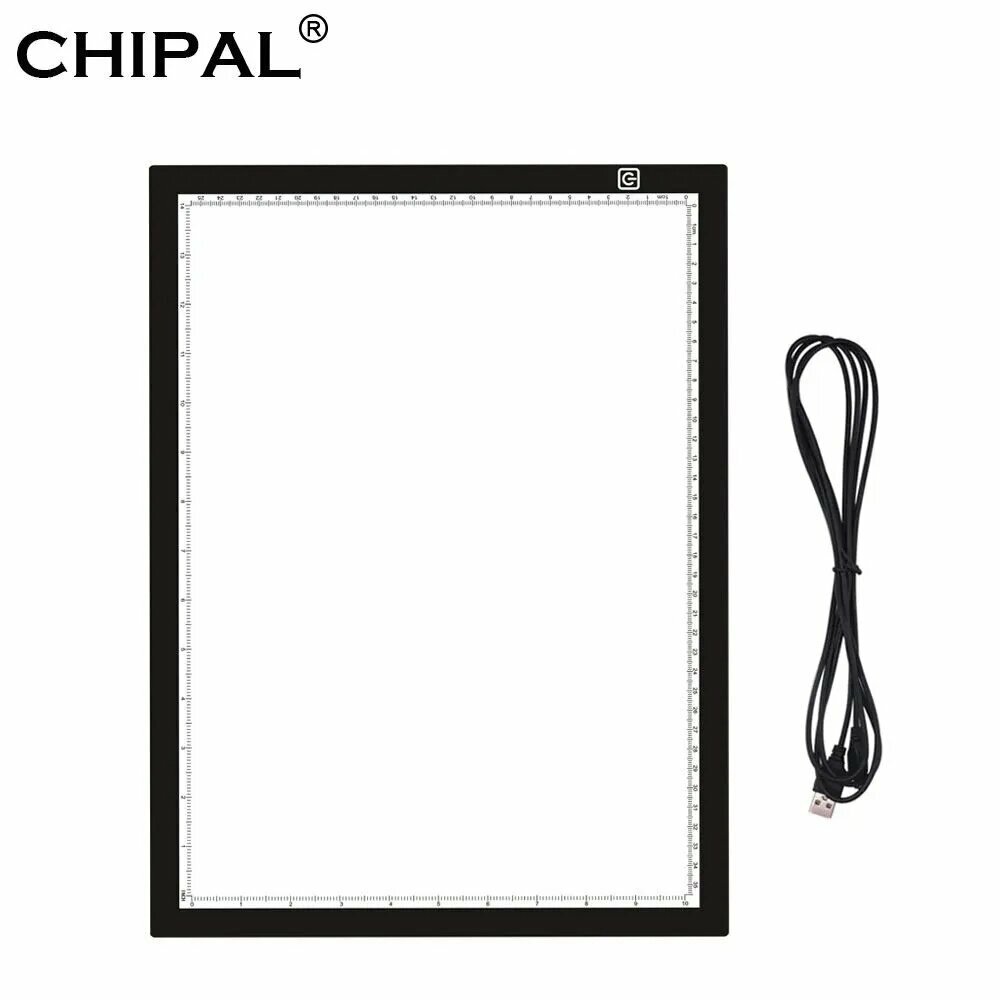 Световой планшет CHIPAL маленький A3, Трехуровневая яркость, со LED подсветкой и шкалой, для живопись и копирования Графический
