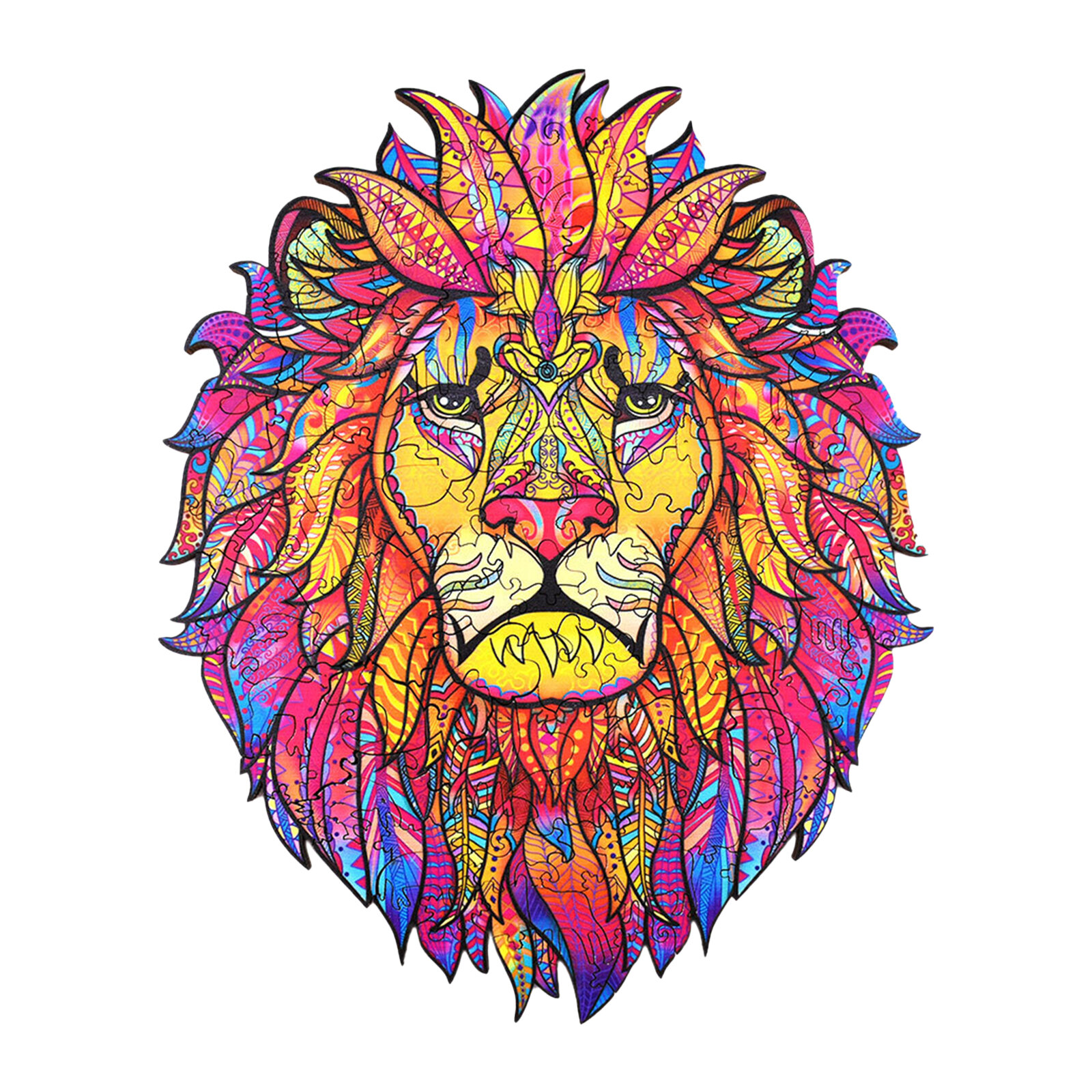 3D Деревянная пазл-мозаика в форме животных Многоцветная для подростков, взрослых, семейная игра, подарок, Лев, Волк, Сова, 200/150/100 деталей, материал липа, возраст подростки (7-14 лет), Дом, Офис, Путешествие, Вечеринка, размер упаковки