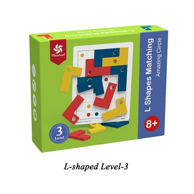 Ветромельница В форме L Соответствующая настольная игра головоломка Дети 4 года и старше Ранное образование Цвет Деревянный чип Интеллектуальная логика Игрушка Подарок Стратегическая игра ()