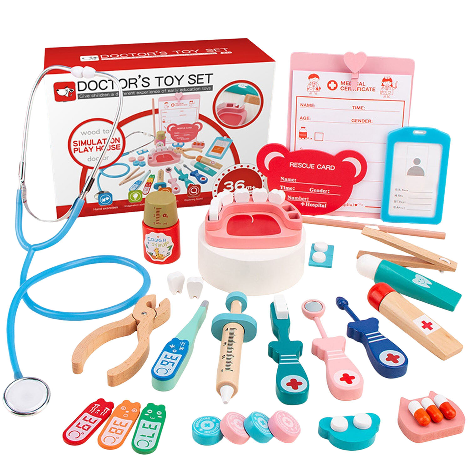Melissa & Doug Super Smile Dentist Kit With Pretend Play Set of Teeth And Dental Accessories (25 Toy Pieces) - Pretend Dentist Play Set, Dentist Toy, Dentist Kit For Kids Ages 3+