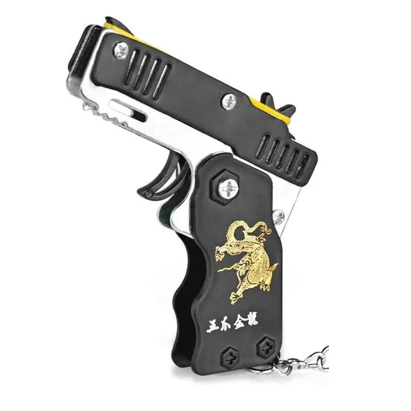 1 мини - металлический пистолет, складная силовая резиновая игрушка, пряжка для наружных спортивных ключей, резиновый пистолет