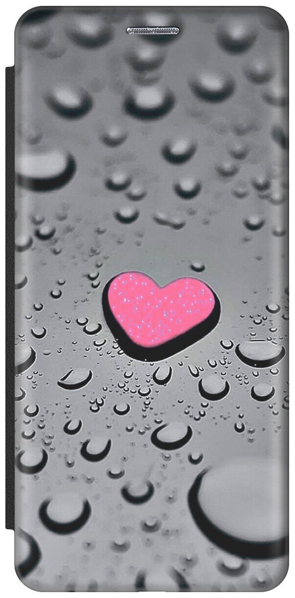 Чехол-книжка Капля в форме сердечка на Xiaomi Mi 6X / Mi A2 / Сяоми Ми 6Х / Ми А2 с эффектом блика черный