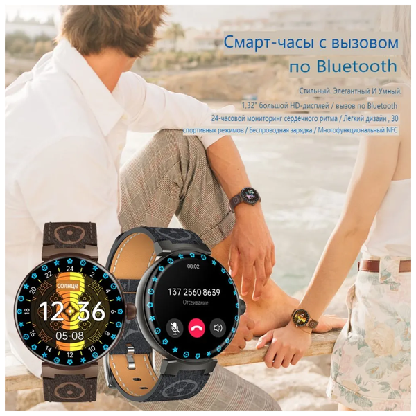 Характеристики модели Умные смарт часы Premium HUD AMOLED 1.32 дюйм ...