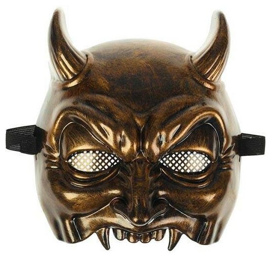 Карнавальная маска " Чёрт", цвет- бронзовый, универсальная, пластик