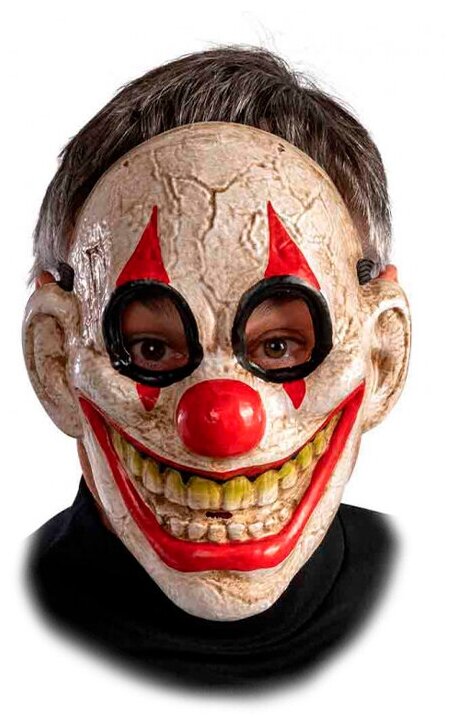 Маска "Жуткий клоун" из пластика, разноцветная, 25*30 см. (Цв: Разноцветный )